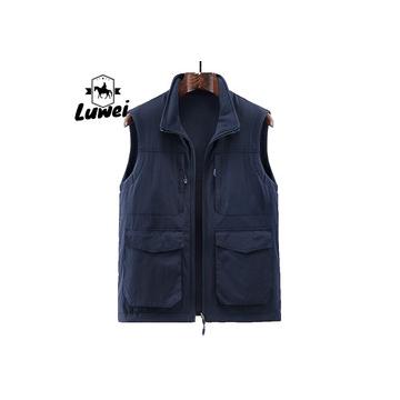 Quality Multi Pockets Cargoes Waistcoat Solid Color Utility Zipper Sleeveless Sherpa for sale