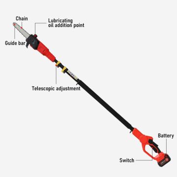 Quality Lightweight Battery-Powered Saw 180-300cm Adjustable Telescopic Pole Chainsaw for sale