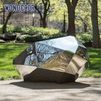 Quality Outdoor park geometric pebble stainless steel sculpture for sale