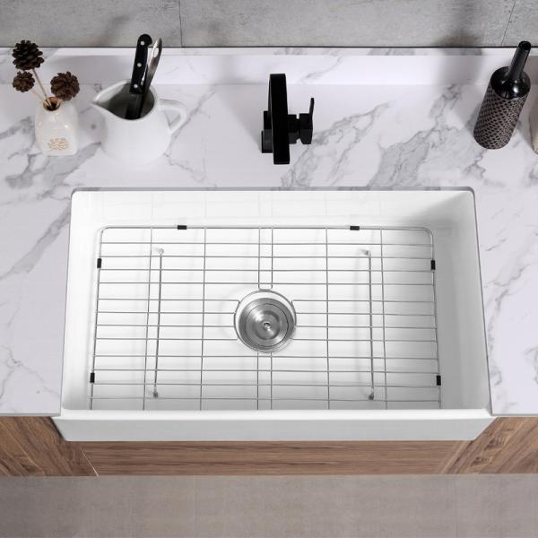 Quality Rectangular Farmhouse Kitchen Sink Gloss White Single Bowl Kitchen Sink for sale