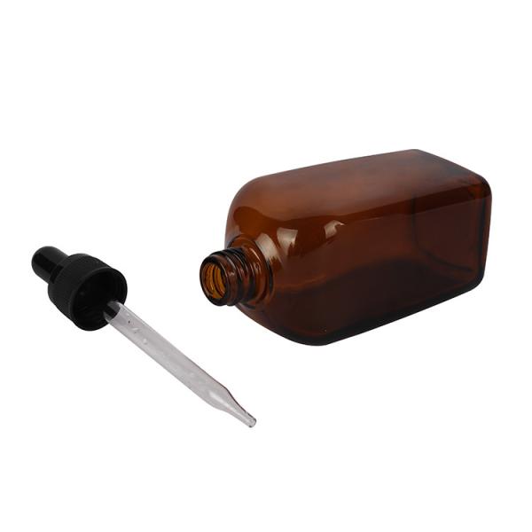 Quality Thick Square Amber Glass Dropper Bottle 5ml 10ml 15ml 20ml 30ml 50ml 100ml for sale