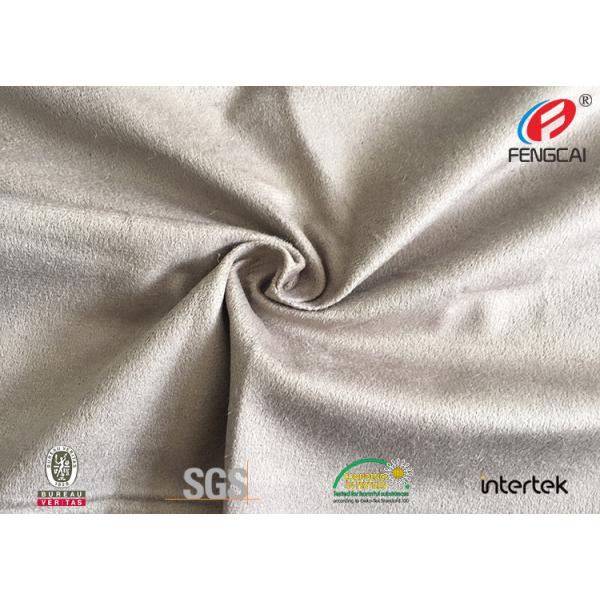Quality Warp Knitting Microfiber Suede Upholstery Fabric , Silver Poly Suede Fabric for sale