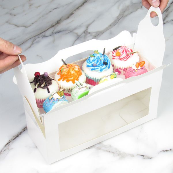 Quality Biodegradable Bakery Dessert Pastry Cake Box Transparent Window Custom Printed for sale