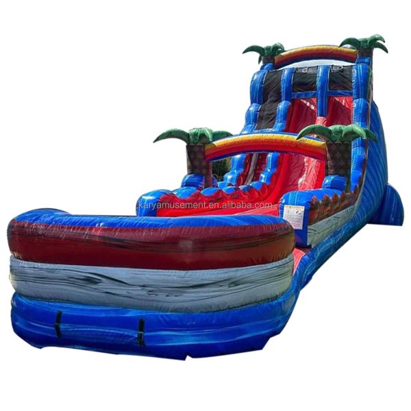 Quality Extended Double Slide Red Thrilling Inflatable Combo Jumping Castle for Aquatic for sale
