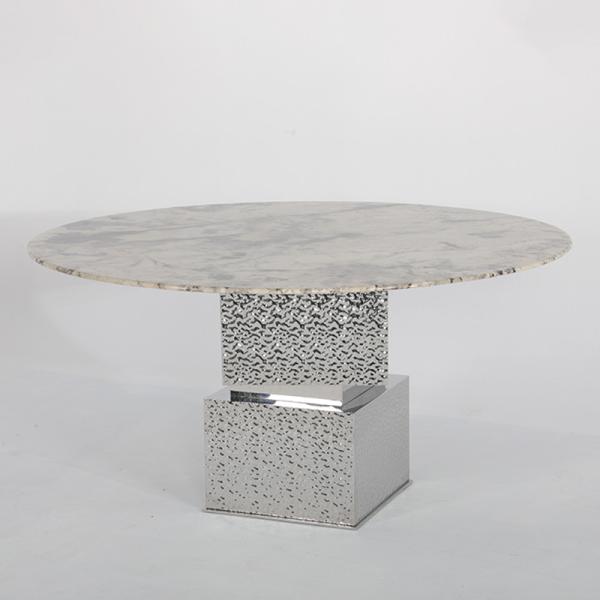 Quality Matte Silver Marble Counter Height Table For Dining Room Use for sale