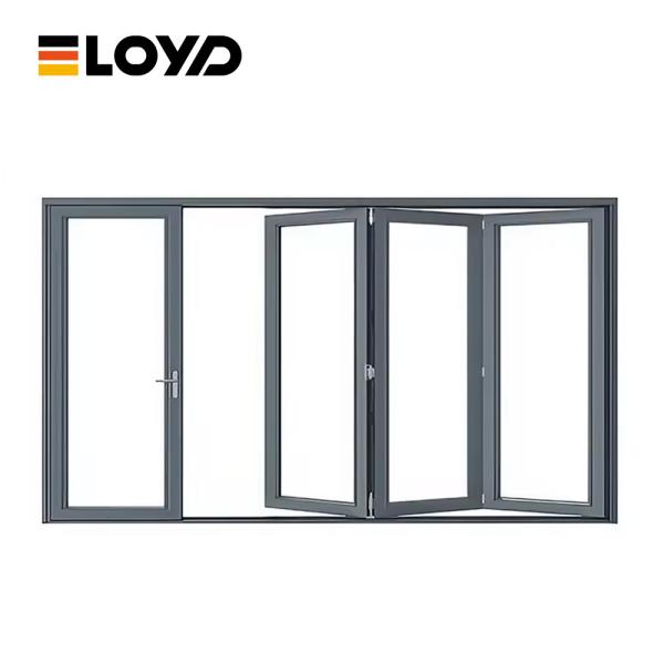 Quality Stacking Exterior Accordion Folding Patio Doors Black Aluminium Frame Custom for sale
