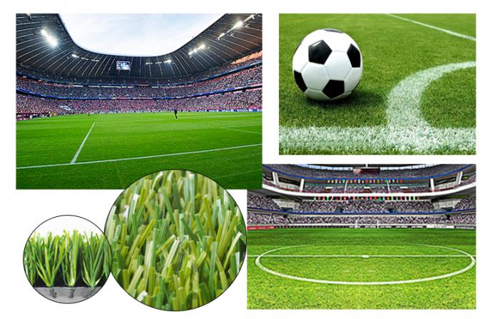 Green High Density Football Artificial Grass Sand And Rubber Infill Custom