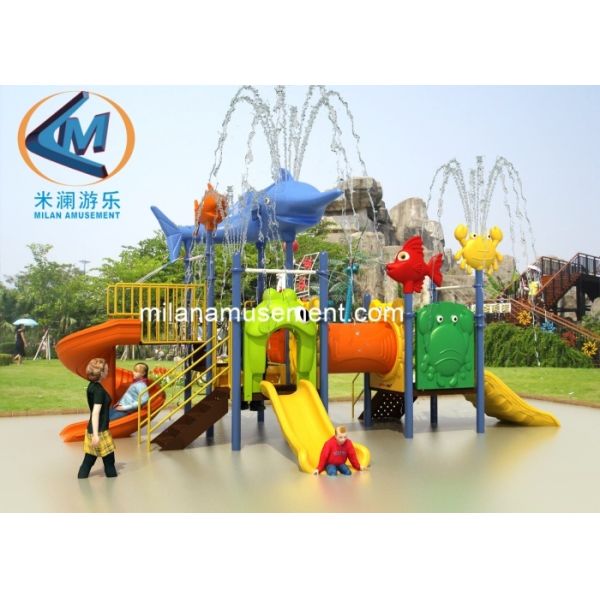 Quality Plastic Slide Water Playground with 8x6m Dimension for Kids and Family Interaction for sale