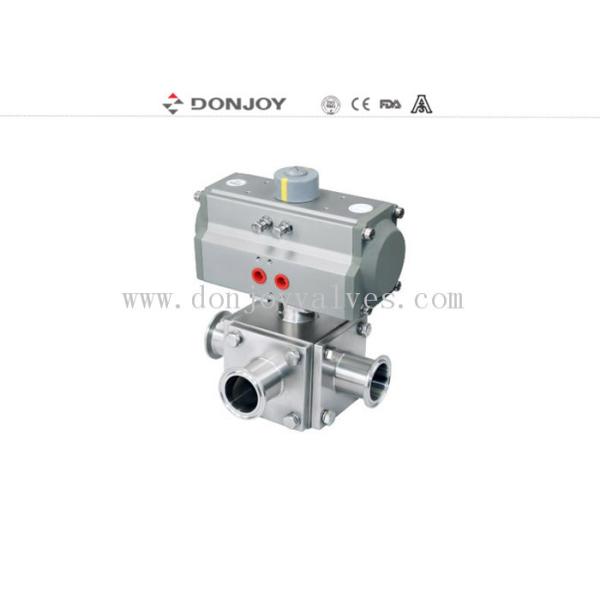 Quality Three Way Pneumatic Actuator DN10 Sanitary Ball Valve for sale