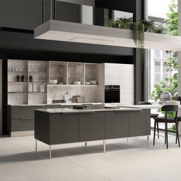 Quality Dark Grey Matt ODM PVC Kitchen Cabinets Australian Standard for sale