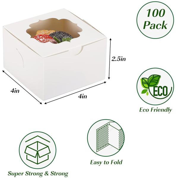 Quality 4 Inch White Custom Cake Box Window For Cupcakes Candy Chocolate Strawberries for sale
