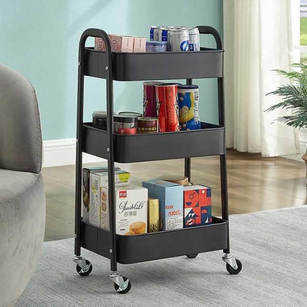 Quality Easy Assemble Storage Trolley Carts With 2 Curved Handles for sale