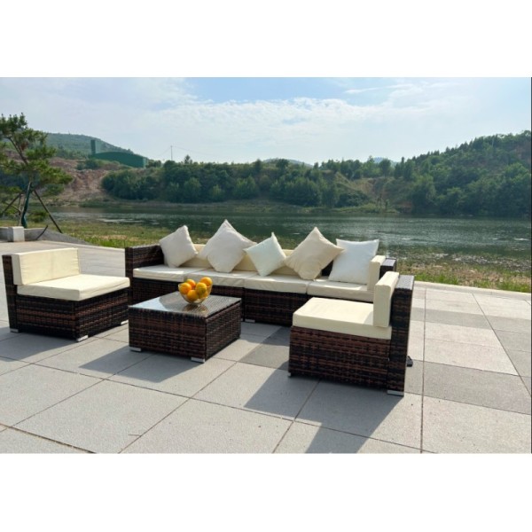 Quality Outdoor Indoor PE Rattan Sofa With Side Sofa , Middle Sofa , Ottoman , Coffee Table Rattan chair furniture set for sale
