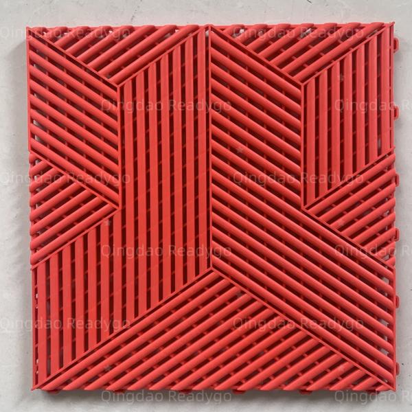 Quality Rib Self-Draining warehouse plastic flooring Garage floor tiles interlocking for sale
