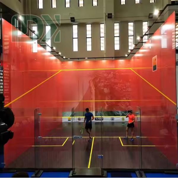 Quality Red Panoramic Squash Venue LDK2022A With Customizable Design And Red Glass Wall for sale