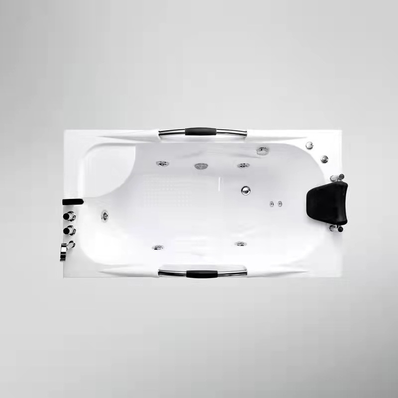 Rectangular Acrylic Whirlpool Massage Bathtub with Handles and Headrest From China Manufacturer
