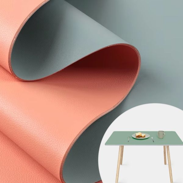 Quality ECO 160cm Wide PVC Cowhide Pattern Double Faced Different Color Artificial Synthetic Leather Shoes Table Mat and Bags Fabric for sale