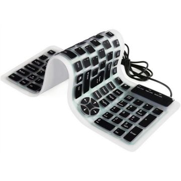 Quality Wired USB Foldable Silicone Rubber Keyboard Slim Roll Up Travel Portable for sale