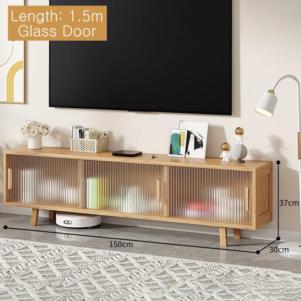 Quality Modern TV Stand Home Furniture Storage Table Wooden Cabinet with Glass Door Rack in Living Room for sale
