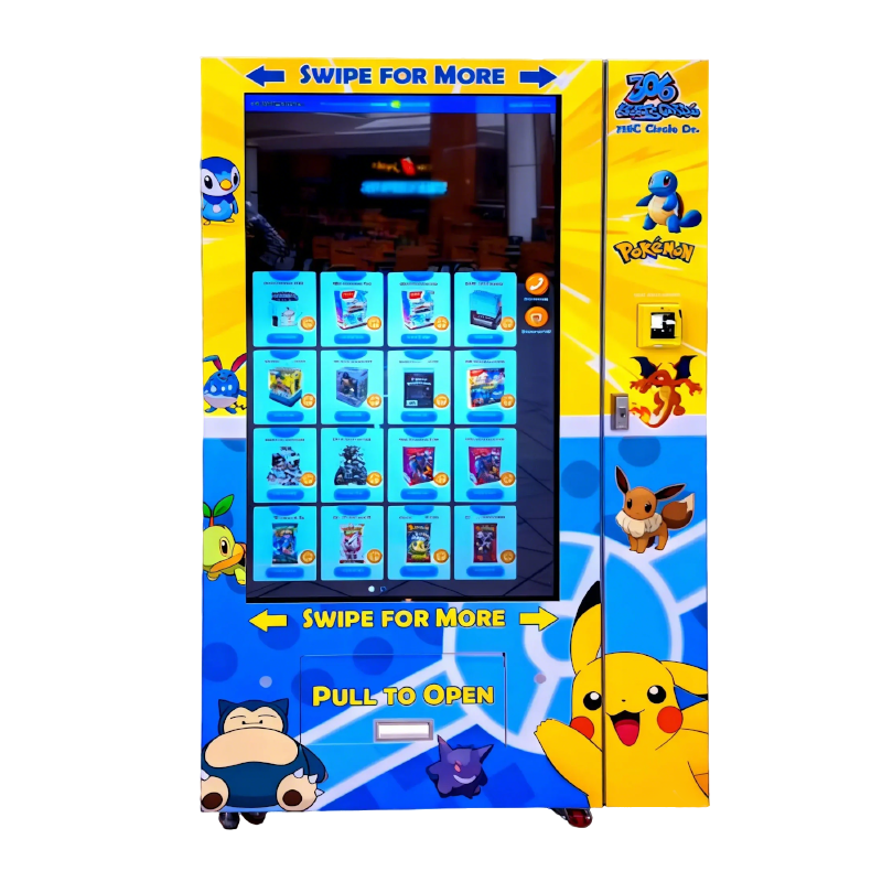 Quality Big Touch Screen TCG Pokémon Card Vending Machine With Card Reader and Customized Sticker for sale