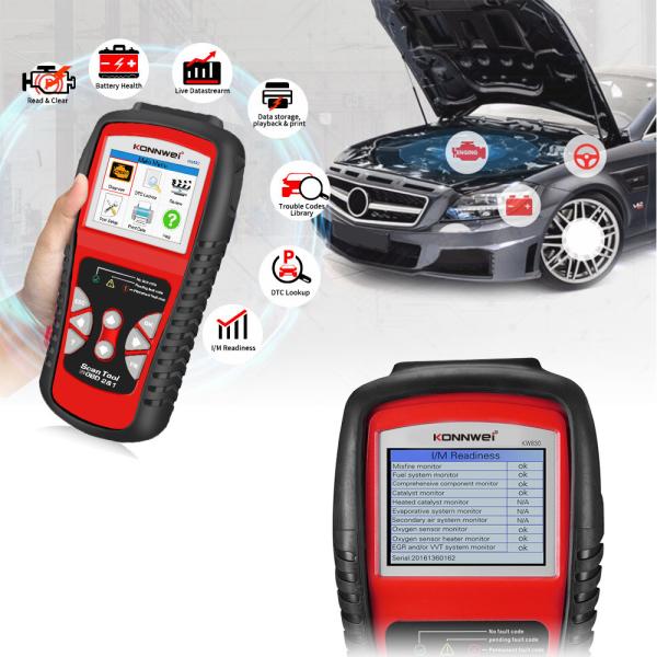 Quality 8 Language 2.4" KW830 EOBD OBD2 Car Fault Code Reader with Patented one-click I for sale