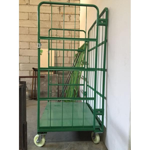 Quality Metallic Folding Roll Cage Trolley Bright Electro Zinc Plated Finish for sale