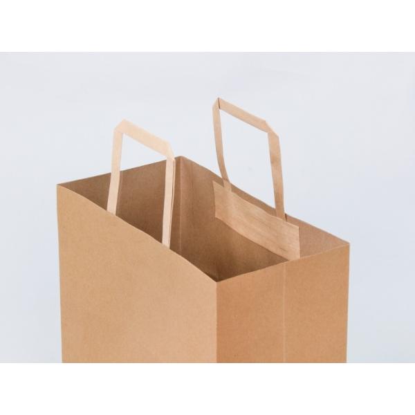 Quality Biodegradable Paper Bag Flat Handle Coffee Food Kraft Take Out Paper Bags for sale