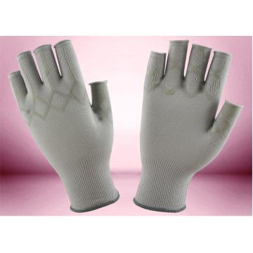Quality Nylon Knitted Working Hands Gloves Half Fingerless With Customized Dots for sale