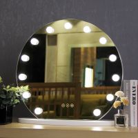Quality Round LED Vanity With Mirror And Lights Desktop Adjustable Lighting for sale