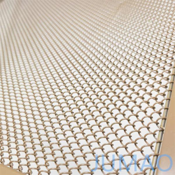Quality Custom Mesh Screen Divider Architectural Woven Metal Mesh Champagne Gold for sale