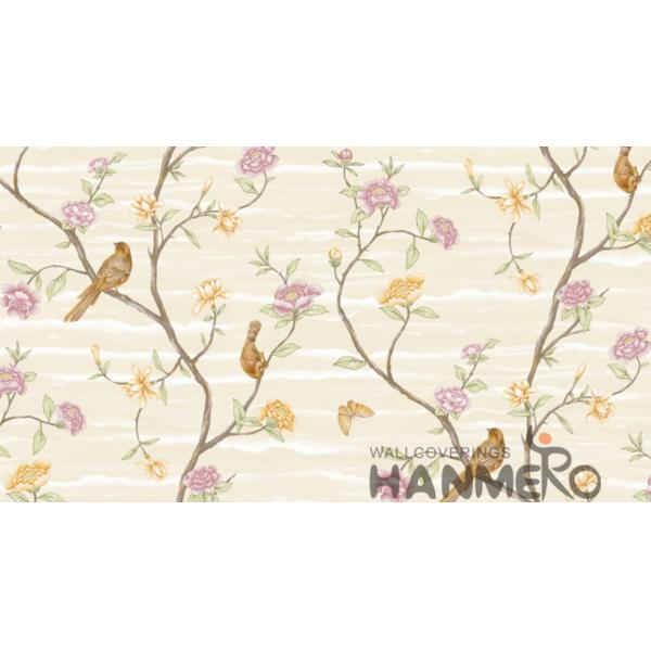 Quality Embossed Vinyl Wallpaper Flowers And Birds Soil Case Classic Style for sale