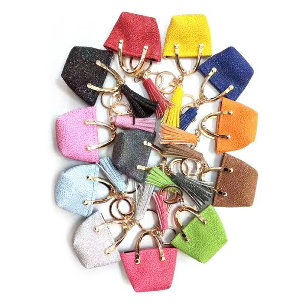 Quality Ladies Personalised Tassel 7.7cm Mini Purse Keychain Matte Surface for sale