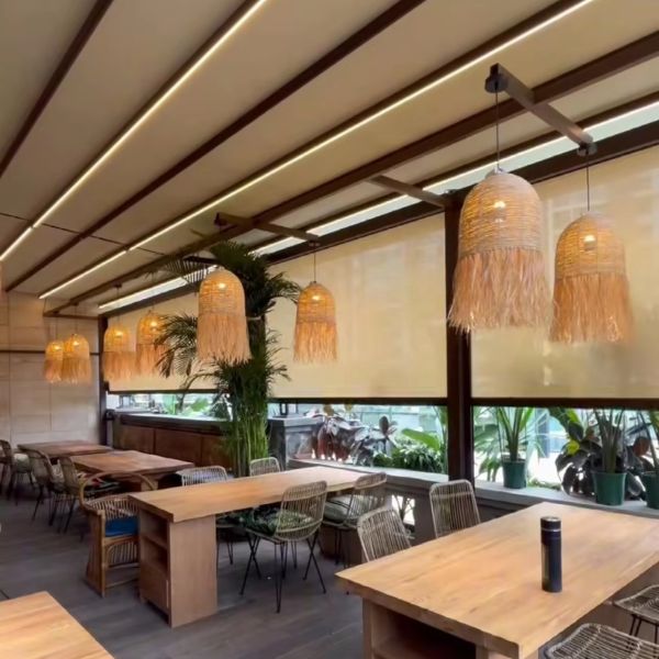 Quality Electric Retractable Polyester Coated Roof Skylight Outdoor Aluminum Frame Remote Control Waterproof Patio Awning Roof Canopy for sale