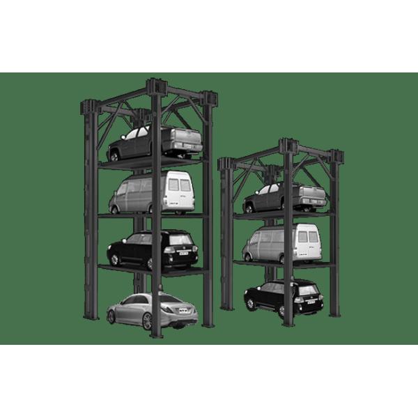 Quality 4 Columns 4 Floors Commercial Parking Lifts 2500kg 4 Post Car Stacker for sale