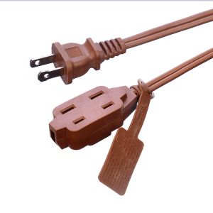 Quality 2X16AWG Brown Insulation Protection ETL Plug Power Cord Extension Cord NEMA Male for sale
