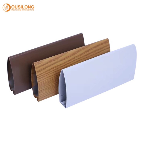 Quality Commercial Aluminum Roof Linear Metal Ceiling Wood Grain With Bullet shaped for sale