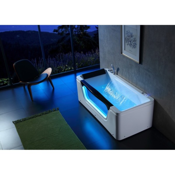 Quality Outdoor 3-Person Spa Bubble Bathtub With Front Led Glass And Deep Soak Feature for sale