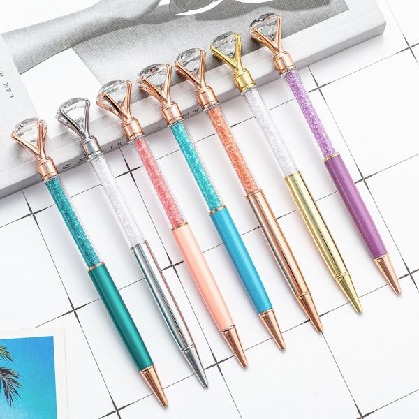 Quality Big Crystal Diamond Ballpoint Pen 1.0mm Fashion Shiny Metal Gift Ball Pen for sale