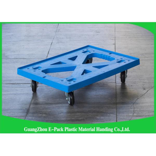 Quality Flat Blue Plastic Moving Dolly Four Wheels 100% PP Materials For Industrial for sale