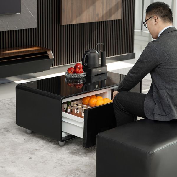 Quality LED Light Coffee Table with Fridge Drawers and Cooling Storage 1020*585*472 for sale