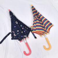 Quality Rainbow Kids Umbrella Long Handle Safe and Easy to Open for Kindergarten for sale