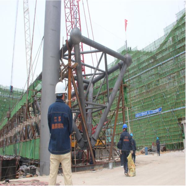 Quality 100m Long Span Truss Structure Grey Q345 Steel Tube Trusses On Site Installation for sale