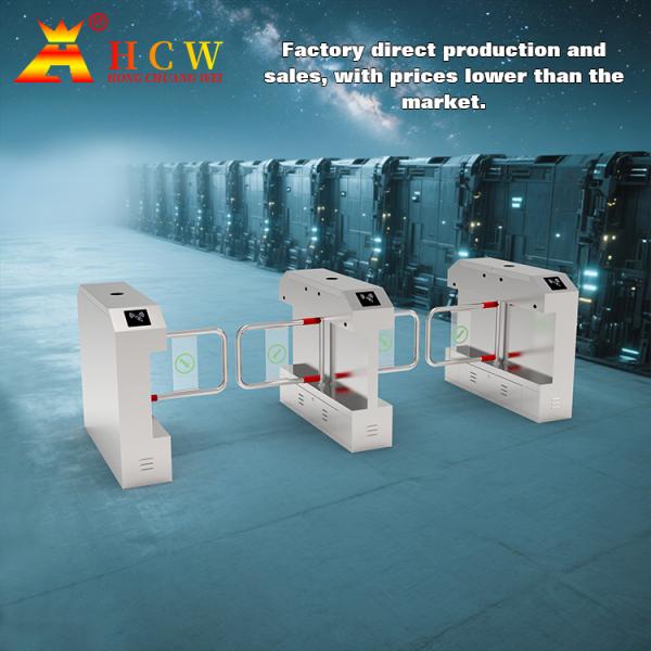 Quality HCW Anti Rush Face Recognition Turnstile Single Pole 500mm Width Swing Barrier for sale