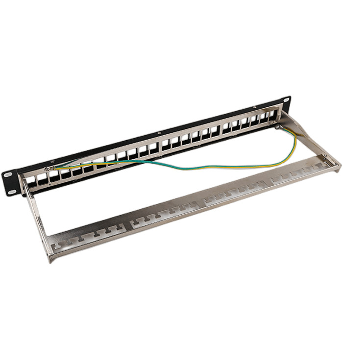 Quality 1U 24 Port STP Patch Panel RJ45 Rack Mount Cat6 Patch Panel Blank for sale
