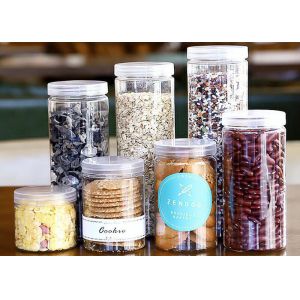 Quality OEM SGS Round Plastic Jar Containers With Lids 280ml 420ml 500ml for sale