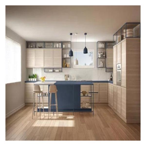 Quality Stylish CLASSIC Style Blue Lacquered Solid Wood Kitchen Cabinets with Drawer for sale