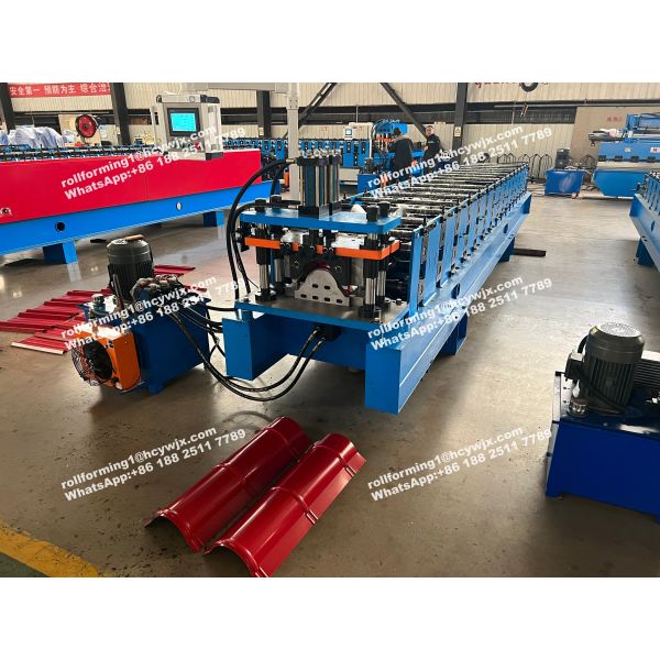 Quality Customized Automatic Ridge Cap Roll Forming Machine with 5.5Kw Main Motor Power and PLC Control for 0.3-0.6mm Thickness Plate for sale