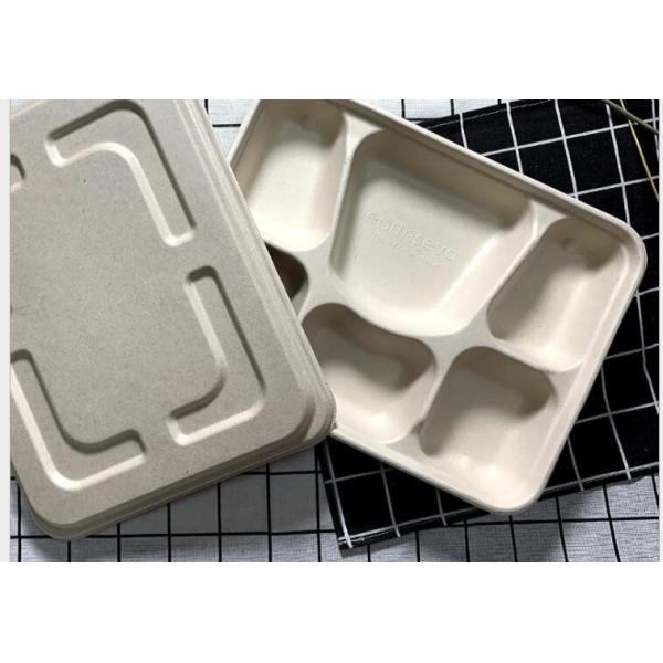 Quality FDA 6 Compartment Degradable Tableware Wheat Straw Disposable Lunch Box for sale