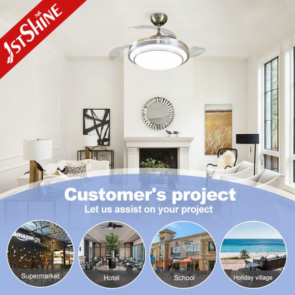 Quality 42" Retractable Ceiling Fan Light With Remote Control DC Motor for sale