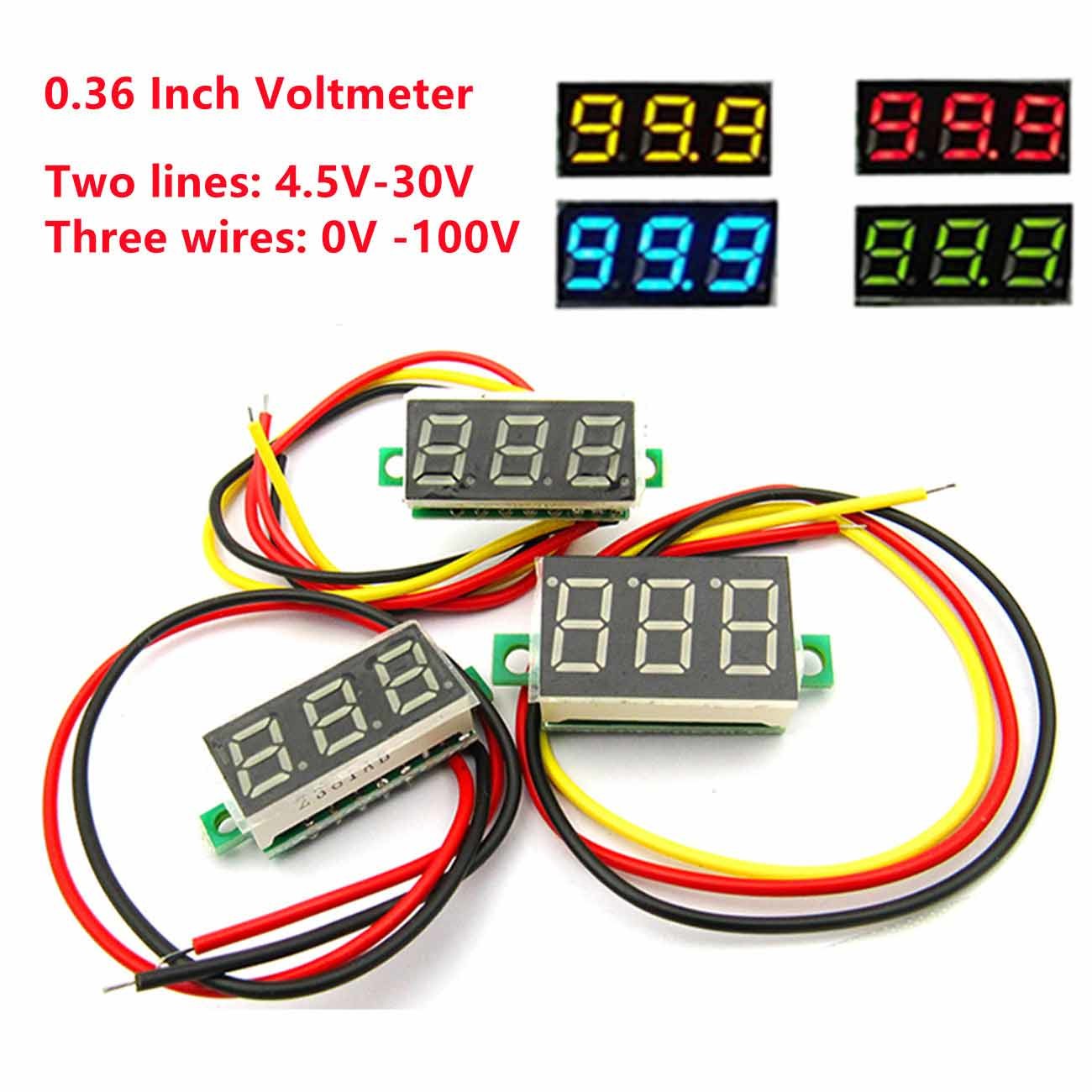 Quality 0.36 Inch Digital Ammeter Voltmeter 2 Wires 3 Wires 4 Digits LED for sale